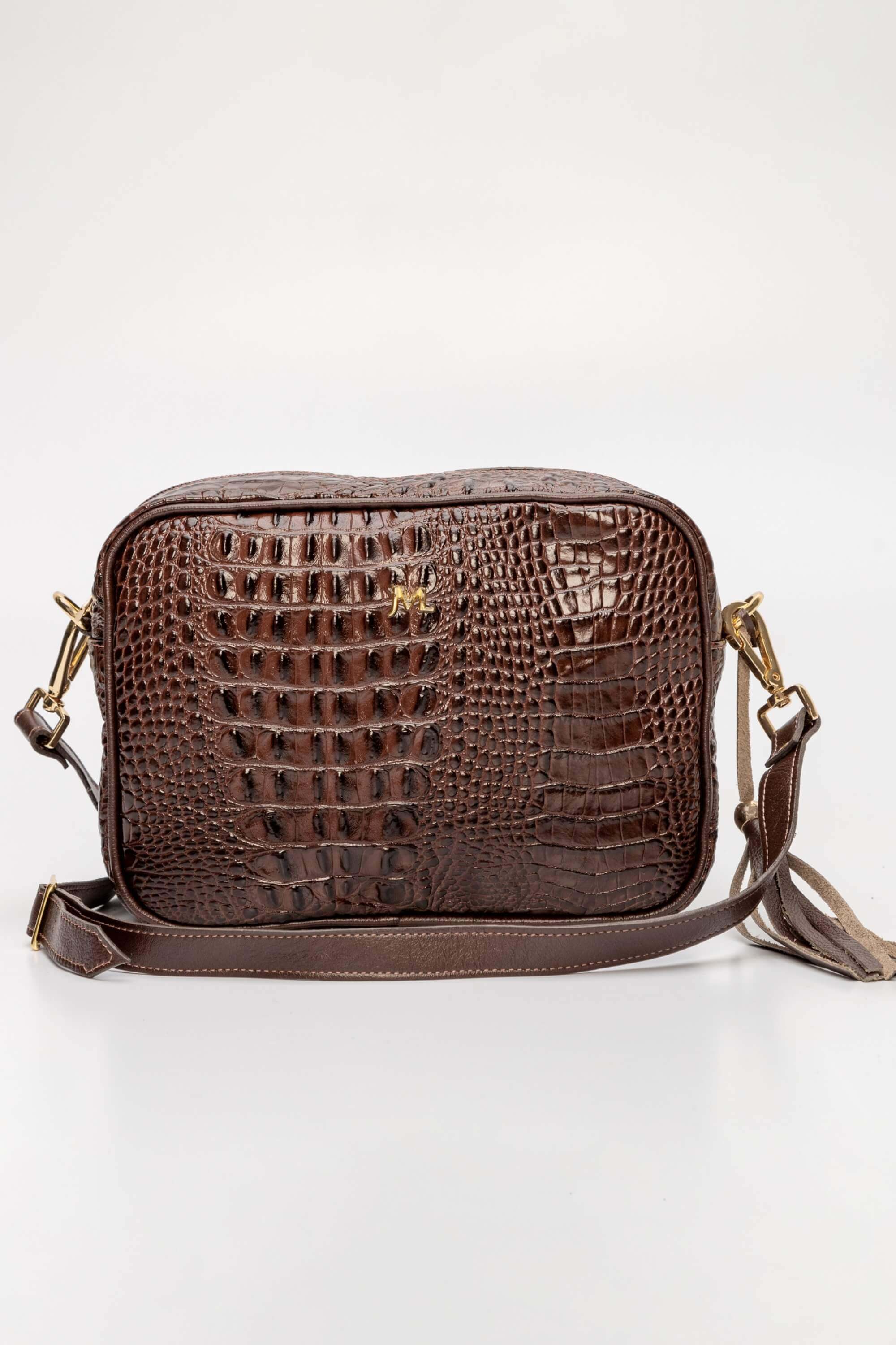 Javali Couros | Bolsa de Couro Croco Café