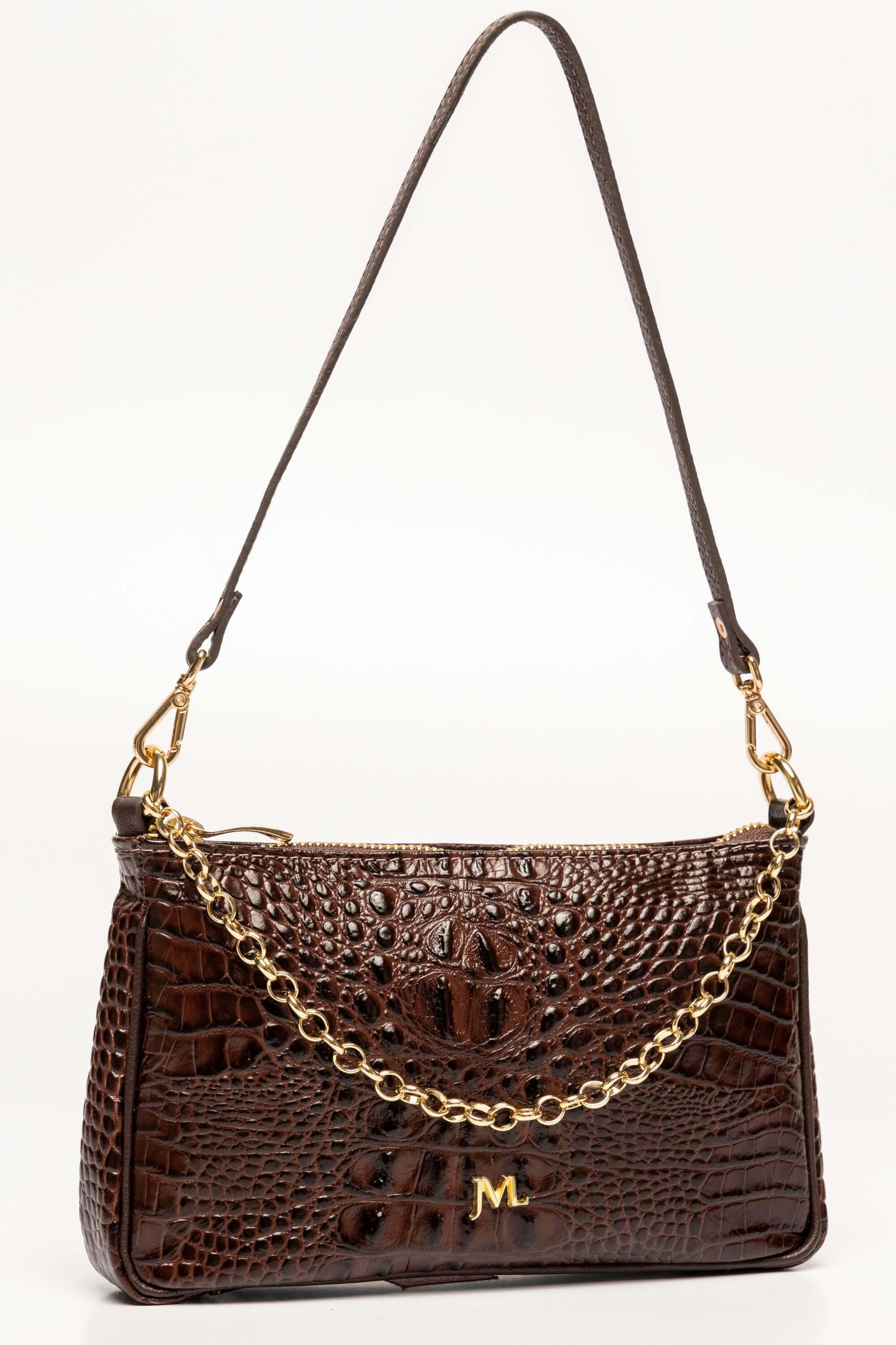 Bolsa de Couro Croco Café