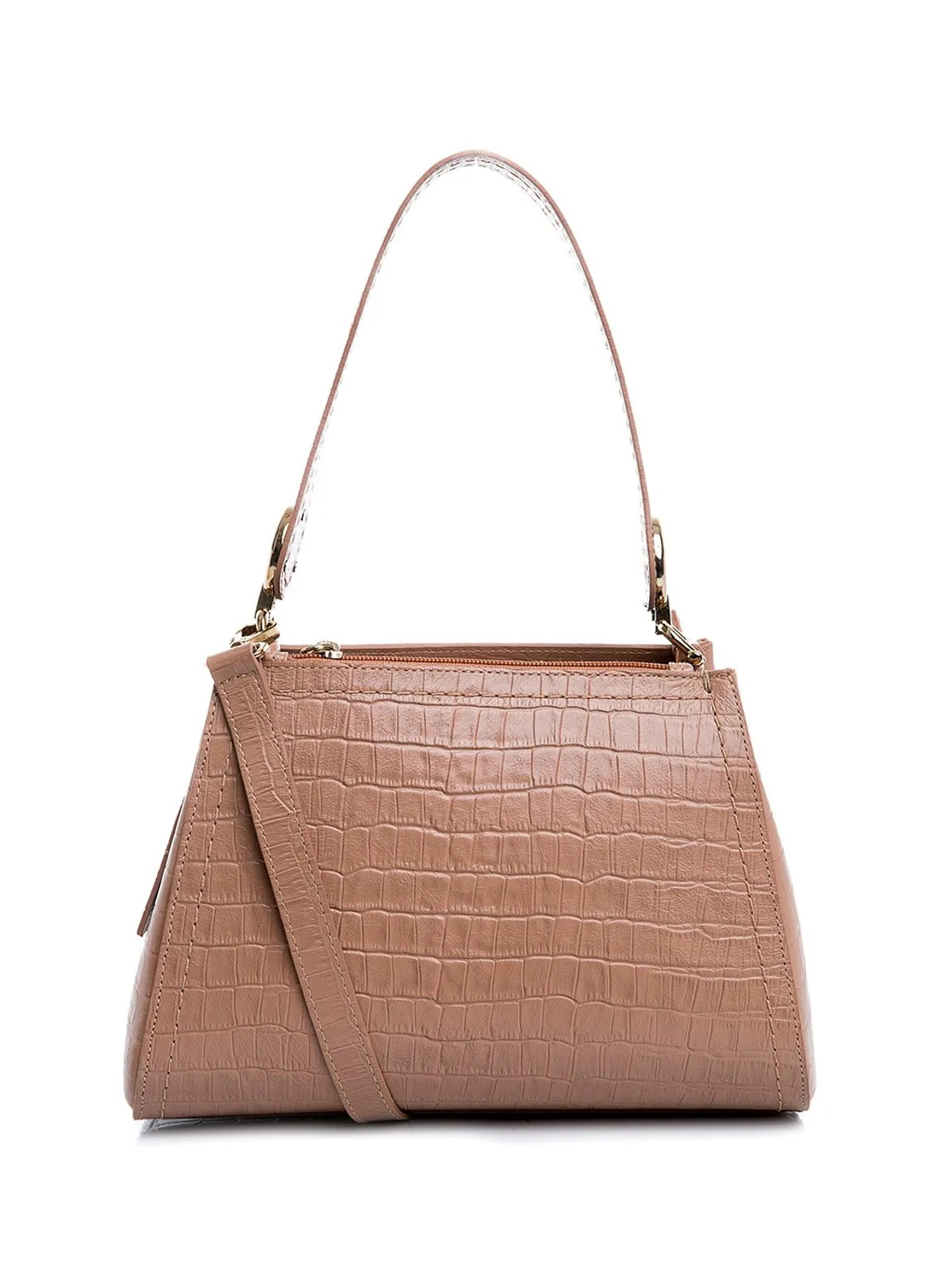 Javali Couros | Bolsa de Couro Print Croco Rose